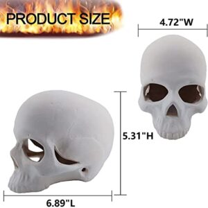 Imitated Human Skulls Bones Logs Fireproof for NG, LP Wood Fireplace, Firepit, Campfire, Halloween Decor, BBQ Biege