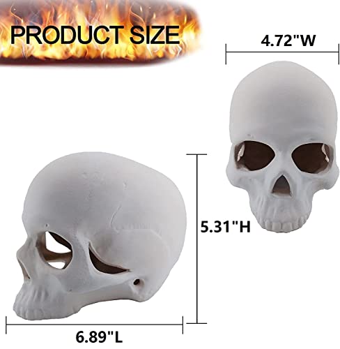 Imitated Human Skulls Bones Logs Fireproof for NG, LP Wood Fireplace, Firepit, Campfire, Halloween Decor, BBQ Biege