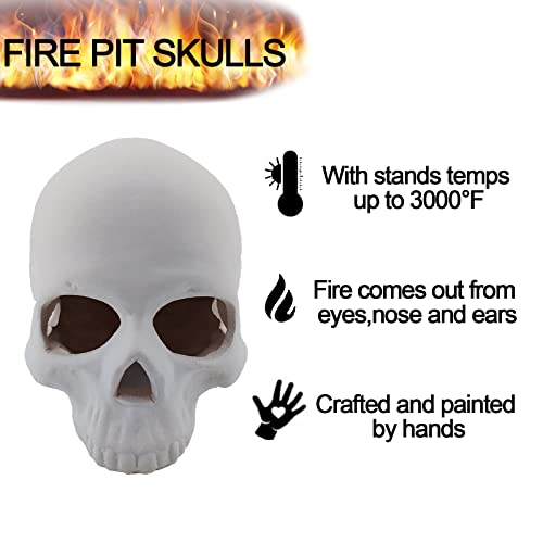 Imitated Human Skulls Bones Logs Fireproof for NG, LP Wood Fireplace, Firepit, Campfire, Halloween Decor, BBQ Biege