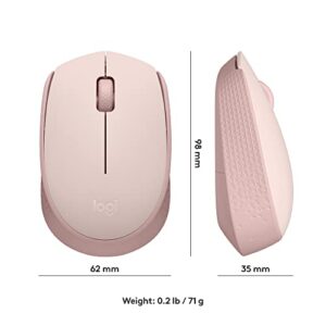 Logitech M170 Wireless Mouse for PC, Mac, Laptop, 2.4 GHz with USB Mini Receiver, Optical Tracking, 12-Months Battery Life, Ambidextrous - Rose