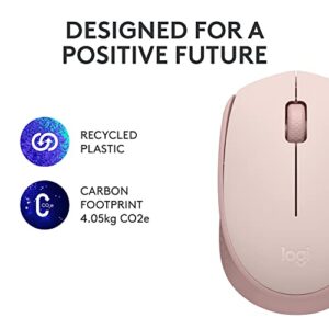 Logitech M170 Wireless Mouse for PC, Mac, Laptop, 2.4 GHz with USB Mini Receiver, Optical Tracking, 12-Months Battery Life, Ambidextrous - Rose