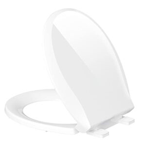 beuaoie toilet seat round 16.5’’ standard, wc seats durable soft close quick release, resistent polypropylene material safe, comfortble ergonomic design, load max. 330lb(150kg), non-slip pad(white)