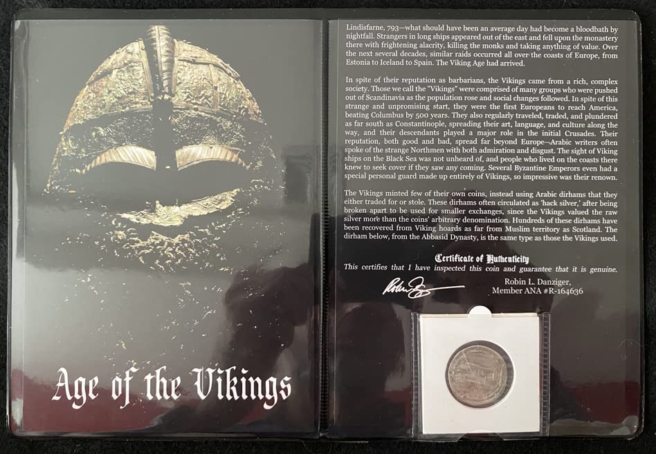 1900 No Mint Mark Age of Vikings Abbasid Dynasty SILVER Coin COA & History & Album Included 1 Seller Fine