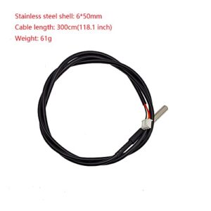 Haldzemo 3M DS18B20 Temp Sensor Waterproof Digital Stainless Steel Tube Temperature Probe 118.1 inch with XH2.54 Terminal Connector for Arduino (6 Pack)