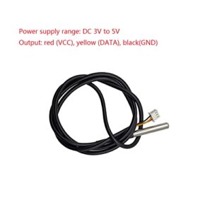 Haldzemo 3M DS18B20 Temp Sensor Waterproof Digital Stainless Steel Tube Temperature Probe 118.1 inch with XH2.54 Terminal Connector for Arduino (6 Pack)