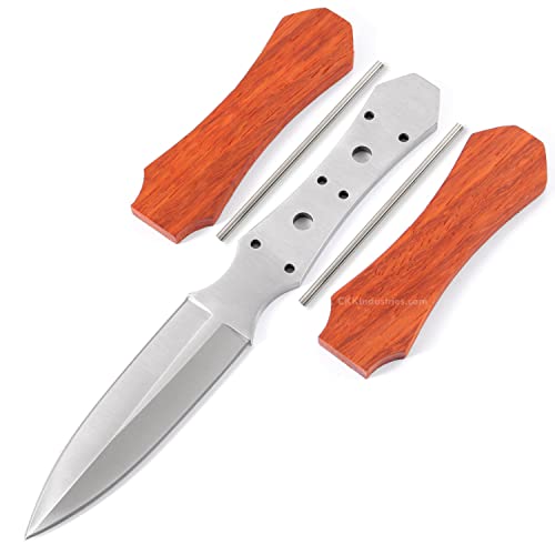 EZSMITH Double Skinner Knife Kit - DIY Fixed Blade Knife Making Series - (Blade Blank & Pinstock w/Padauk Handle Scales) - (USA Design) - (Gift Boxed) - (by KnifeKits)