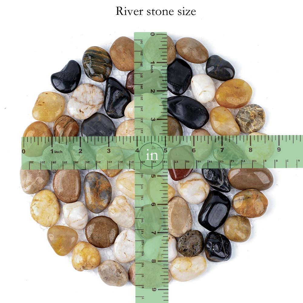 Qualdout River Rocks Stepping Stones Pavers Outdoor for Garden Walkway, Pebbles Polished Gravel for Yard Lawn Patio Pathway Landscaping, Set of 6 (Roundness)