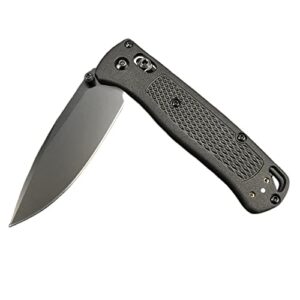 daofeng edc black lightweight folding pocket knife manual thumb studs open drop-point blade plain edge coated fiberglass handle axis lock