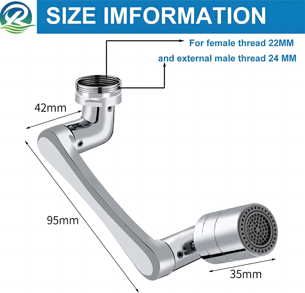 1440°Swivel Faucet-Extender Universal Sink-2 Mode Splash Filter Extension-Water Aerator, Kitchen Bathroom 360° Angle Rotatable Spray Attachment, Multifunctional Robotic Arm -Washing Eye/Hair/Face