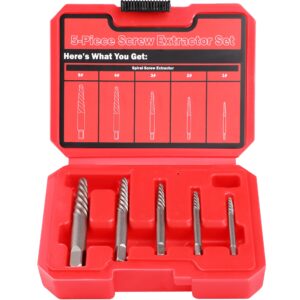 UYECOVE 7 Pieces 35# Cr-Mo Spiral Screw Extractor Set, Stripped Screw Extractor Set for Removing Stripped Screws and Broken Bolts, Easy Out Bolt Extractor Set Broken Screw Extractor Kit