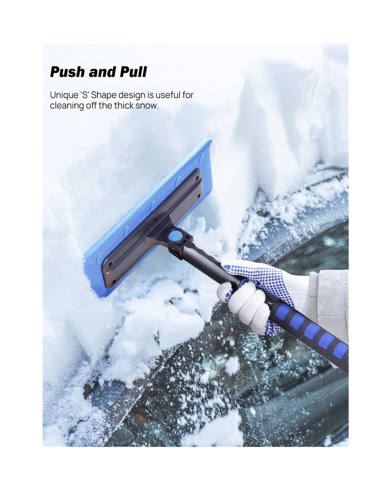 Snow Blocks 47 Inch 4-in-1 Extendable Snow Shovel Snow Remover Water Remover Compatible Car SUV Frost Windshield Wiper Winter Tool