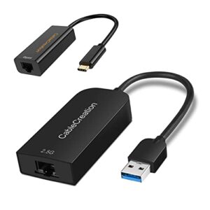 cablecreation 2.5g ethernet to usb adapter, usb type c (thunderbolt 3) to rj45 gigabit ethernet adapter