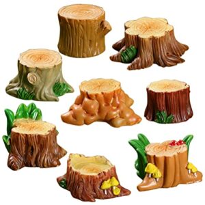 operitacx home decor 8pcs miniature fairy garden ornaments artificial tree stump mini garden figurines stumps ornaments fake stone landscaping ornaments accessory succulent flower pot outdoor statues