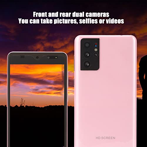 Jectse S21 Ultra Pro Smartphone, 5.5 Inch HD 2GB RAM 16GB ROM Octa Cores Unlocked Cell Phone, 5MP 8MP Camera, 4800mAh Mobile Phone for 11, Pink