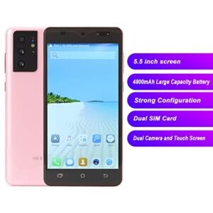 Jectse S21 Ultra Pro Smartphone, 5.5 Inch HD 2GB RAM 16GB ROM Octa Cores Unlocked Cell Phone, 5MP 8MP Camera, 4800mAh Mobile Phone for 11, Pink