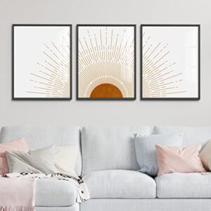 sun ray boho bedroom wall decor, sun line art modern wall decor, mid century modern wall decor, bathroom, living room, office, classrooms, home wall decor, set of 3 prints, 11x14inch unframed