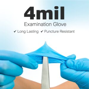 Blue Nitrile Gloves Disposable Latex Free Medium | 4 Mil Nitrile Medical Gloves | 100 Count Powder Free Examination Gloves, Food Grade & Safe, Rubber Gloves Disposable Exam Gloves | Veterinarian, Lab