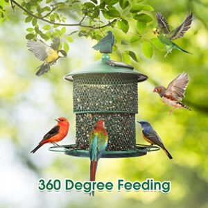 Metal Bird Feeders for Outdoors Hanging,Squirrel Proof Wild Bird Feeder,Outside Solar Mesh Tube Birdfeeder,Birdfeeders for Finch,Cardinal,Blue Jay