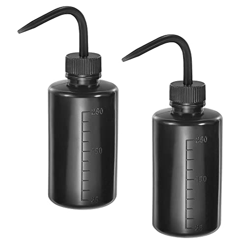 M METERXITY 2 Pack Squeeze Bottle - Plant Watering Wash Bottles Bent Tip Mouth, Apply to Indoor/Outdoor/Garden (250ml Black)