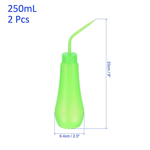 M METERXITY 2 Pack Squeeze Bottle - Plant Watering Wash Bottles Bent Tip Mouth Plastic, Apply to Indoor/Outdoor/Garden (250ml Green)