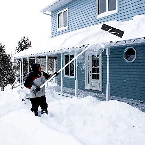 Aluminum Roof Rake Snow Remover with 5-20FT Extendable Snow Shovel Roof Rake with 25" X 6" Poly Blade Adjustable Telescoping Handle for Clearing Roof Vehicle Snow Leaves Debris (Ship from US) (type1)