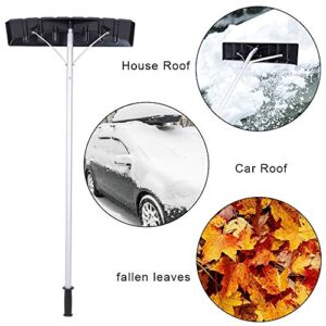 Aluminum Roof Rake Snow Remover with 5-20FT Extendable Snow Shovel Roof Rake with 25" X 6" Poly Blade Adjustable Telescoping Handle for Clearing Roof Vehicle Snow Leaves Debris (Ship from US) (type1)