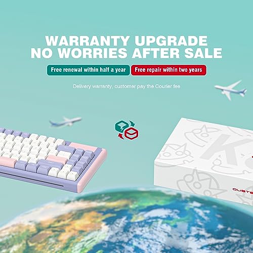 DUSTSILVER Wireless Keyboard Mechanical Gaming Keyboard Hot-swappable RGB Backlit Supports BT 5.0/2.4G Wireless/Wired 3 Modes Brown Switch 84 Keys Programmable Macro for Windows/MacOS Lilac