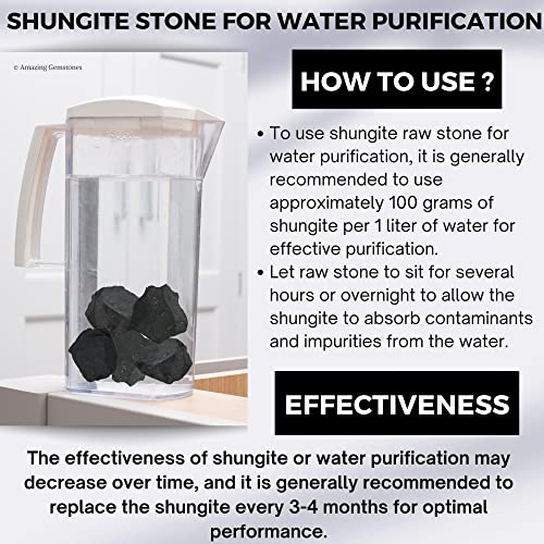 Raw Shungite Stones Crystal Rock, Real Shungite Stones for Water Purification - 30-70mm Piedra Shungite Original (5 Pieces)