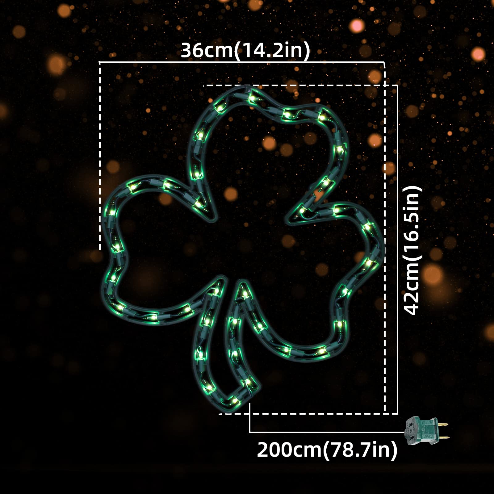 LAMPHOME 35L 16.5'' Pre-Lit Green St.Patrick's Day Irish Shamrock Window Silhouette Decoration