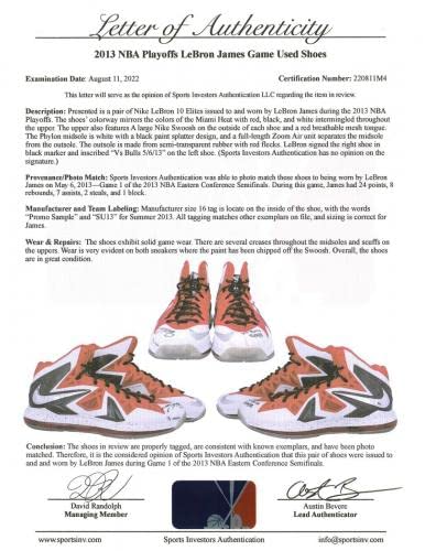 LeBron James Playoffs Game Used Signed Sneakers UDA Upper Deck 1/1 Photo Matched - Autographed NBA Sneakers