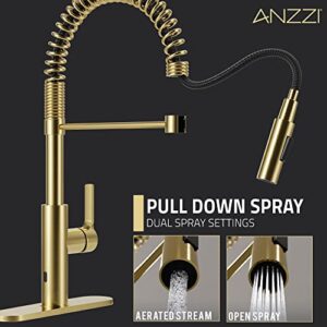 ANZZI Ola Hands Free Touchless Kitchen Faucet with Motion Sensor - Brushed Gold Finish