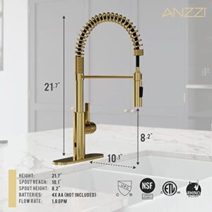 ANZZI Ola Hands Free Touchless Kitchen Faucet with Motion Sensor - Brushed Gold Finish