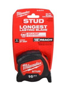 milwaukee 48-22-9716 16 ft. x 1-5/16 in. gen ii stud tape measure with 17 ft. reach