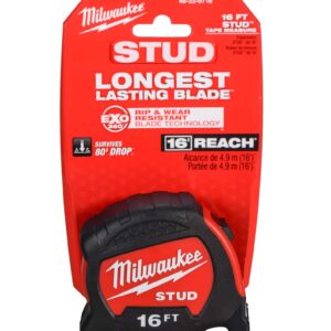 Milwaukee 48-22-9716 16 ft. x 1-5/16 in. Gen II Stud Tape Measure with 17 ft. Reach