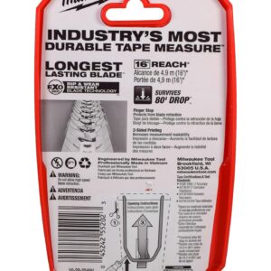 Milwaukee 48-22-9716 16 ft. x 1-5/16 in. Gen II Stud Tape Measure with 17 ft. Reach