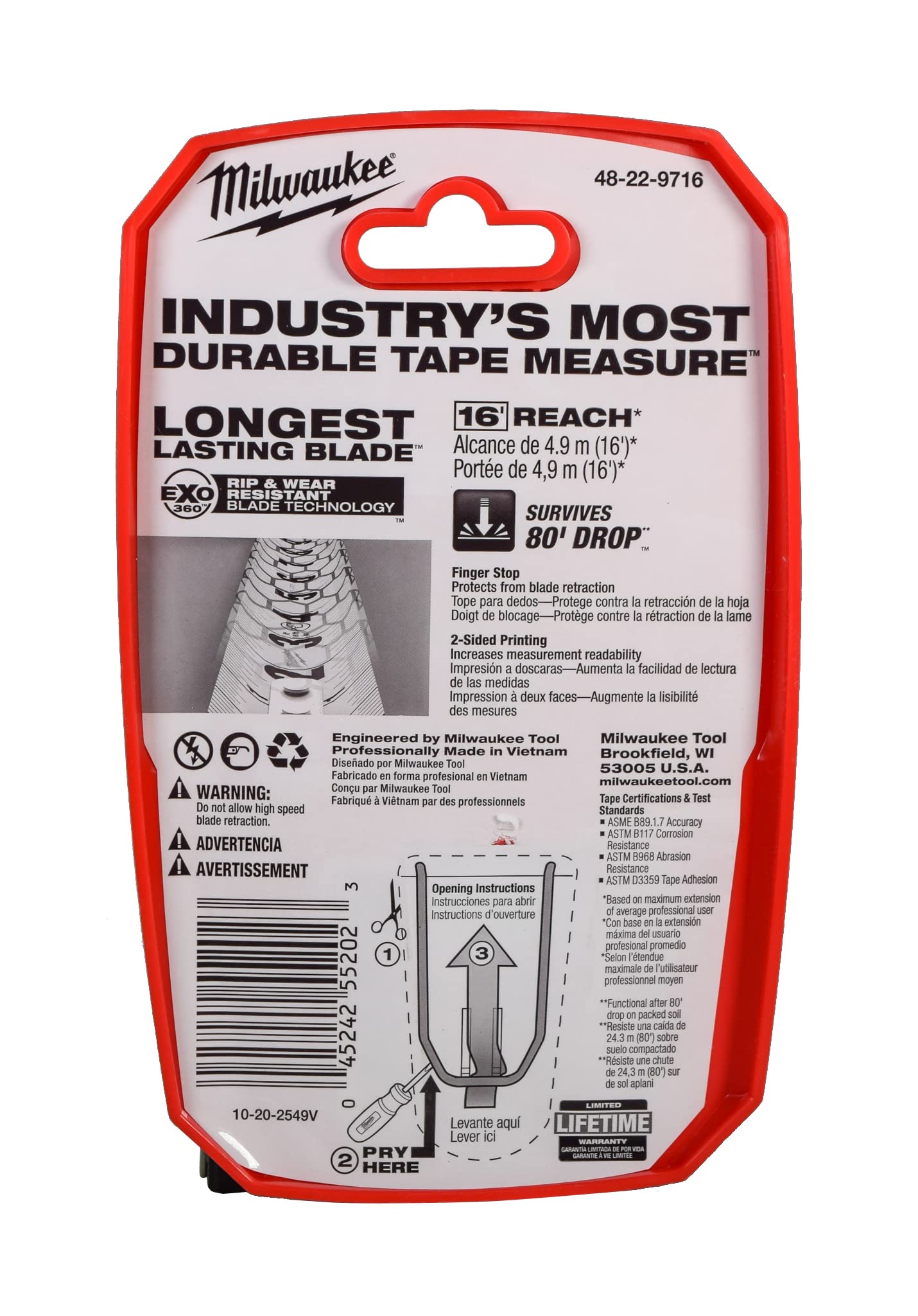 Milwaukee 48-22-9716 16 ft. x 1-5/16 in. Gen II Stud Tape Measure with 17 ft. Reach