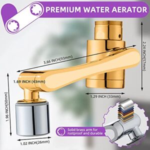 Splash Filter Faucet Aerator with Solid Brass Robotic Arm, 8pcs Replace Water Purifier, 1080° Rotating Tap Extender, 2 Water Outlet Modes, For Bathroom and Kitchen Sink, Washing and Gargling.