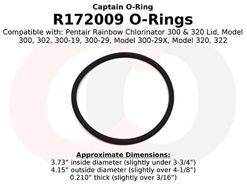 Captain O-Ring – Replacement R172009 O-Rings for Pentair Rainbow Chlorinator 300 & 320 Lid, Chlorine Resistant (2 Pack)