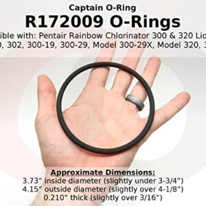 Captain O-Ring – Replacement R172009 O-Rings for Pentair Rainbow Chlorinator 300 & 320 Lid, Chlorine Resistant (2 Pack)