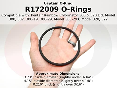 Captain O-Ring – Replacement R172009 O-Rings for Pentair Rainbow Chlorinator 300 & 320 Lid, Chlorine Resistant (2 Pack)