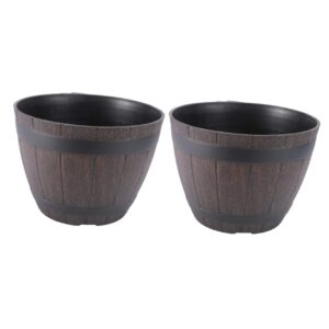 yarnow 2pcs pots for plants outdoor plants wooden planter succulents plants barrel planter succulent planters flower pots garden floor flower pot extra large wooden flower pot