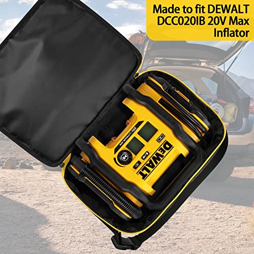 1680D Carrying Bag for DEWALT DCC020IB 20V Max Cordless Tire Inflator, Protective Travel Case with Extra Pocket Fits for Battery, Charger, AC Power Adaptor and Accessories (Black)