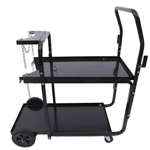 futchoy welding trolly cart，2-tier welding cart welder portable heavy duty for plasma cutter arc with tank storage trolley workshop organizer