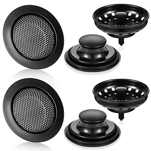 6 Pcs Matte Black Kitchen Sink Stopper Strainer Sink Plug Stainless Steel Universal Anti Clogging Sink Basket Strainer Set Sink Filter Sieve Kitchen Garbage Disposal Kitchen