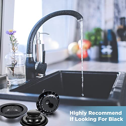 6 Pcs Matte Black Kitchen Sink Stopper Strainer Sink Plug Stainless Steel Universal Anti Clogging Sink Basket Strainer Set Sink Filter Sieve Kitchen Garbage Disposal Kitchen