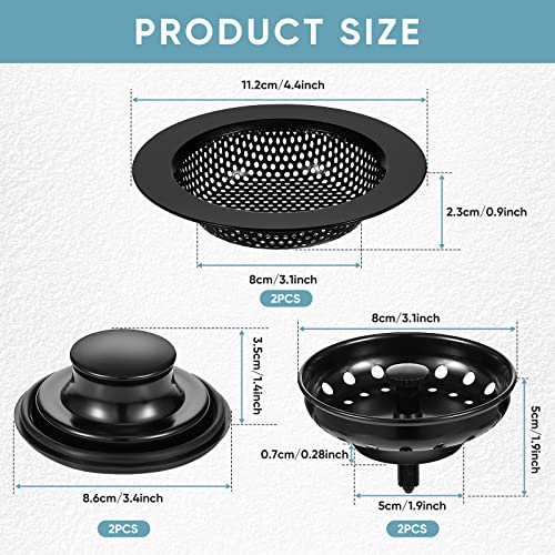 6 Pcs Matte Black Kitchen Sink Stopper Strainer Sink Plug Stainless Steel Universal Anti Clogging Sink Basket Strainer Set Sink Filter Sieve Kitchen Garbage Disposal Kitchen