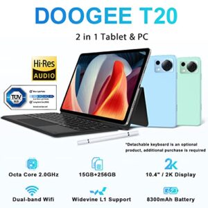 DOOGEE T20 Android Tablet,10.4'' 2K Tablet,15GB+256GB, Hi-Res Quad Speakers, Octa-core Gaming Tablet, 8300mAh Battery, 2.4G/5G WiFi Tablet Android 12, TÜV Low Bluelight, Split Screen