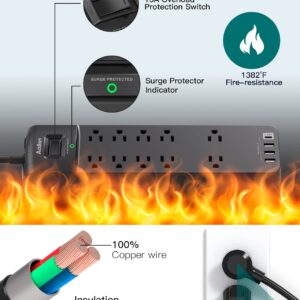 USB Wall Charger Surge Protector 5 Outlet Extender with 4 USB Charging Ports (1 USB C Outlet) & Power Strip Surge Protector with 10 Outlets and 4 USB Ports