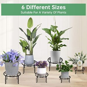 6 Pack Metal Plant Stand Indoor Outdoor Plants Holder Christmas Gift-Flower Potted Stands Rack for Multiple Plants,Sturdy Iron Pot Round Shelf,Modern Stylish Holder for Garden Home Kitchen Patio