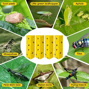 Fruit Fly Traps Yellow Sticky Traps for Gnats Fruit Fly Triangular Hanging Fly Traps with Hook for House Indoor Outdoor Fly Sticky Trap Pest Control Traps for Mosquito, Flying Insect (16 Pieces)